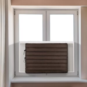 FORSPARK Indoor Air Conditioner Cover, AC Covers for Inside with Free Drawstring, 25 x 18 x 3.5 inches (L x H x D) -Brown