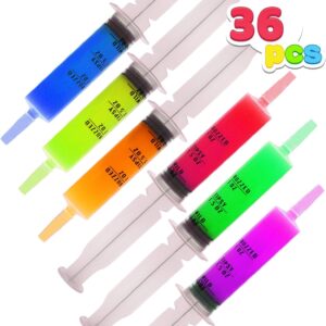 JOYIN 36 PCs 60ml Charge Plastic Syringes, 2 oz Reusable Container Tubes with Caps & Individually Wrapped; Easy-Grip Caps for Halloween Party Favor