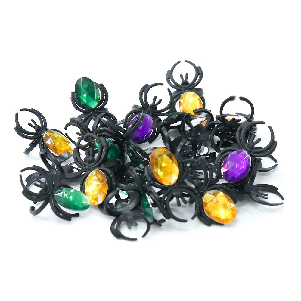 KEPATO 18 Pack Halloween Spider Ring Spider Party Favors Fake Plastic Spider Ring for Halloween Decoration