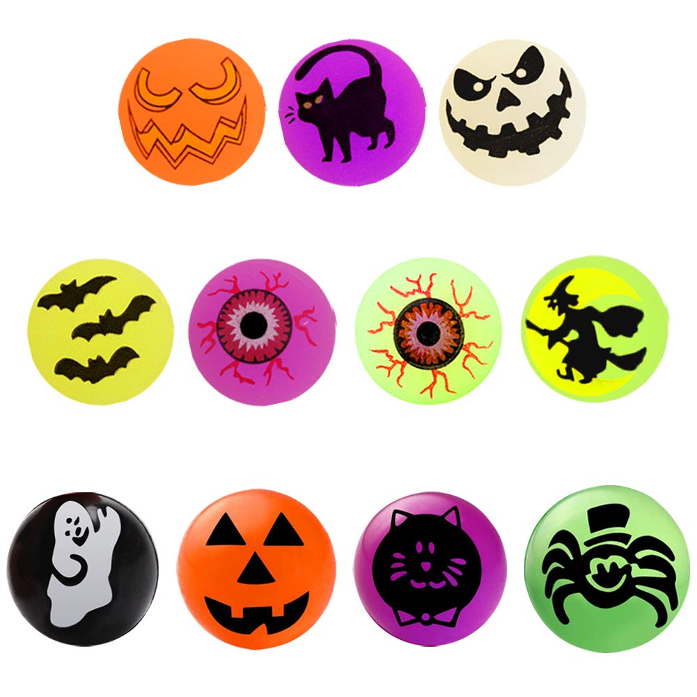 LovesTown 24 Halloween Theme Designs Bouncing Balls - Glow in The Dark Bouncy Party Favors Supplies for Kids, Trick or Treating Goodie