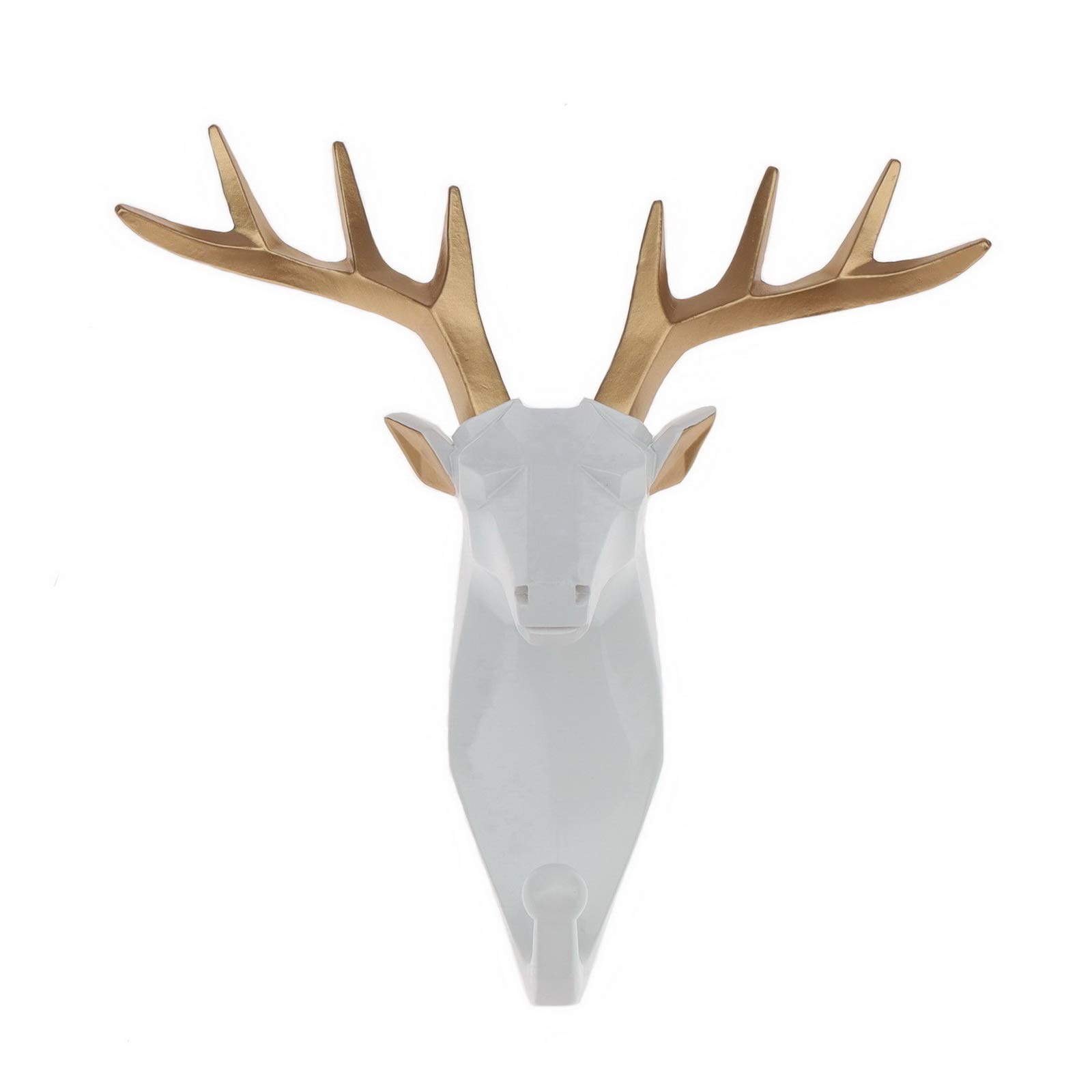 Kepfire Deer Head Hook Antlers Bathroom Nordic Animal Hook White Resin Coat Hanging Hook Decorative Craft Art Creative Mounted Hook Heavy Duty Scarf Hat Towel Wall Hook