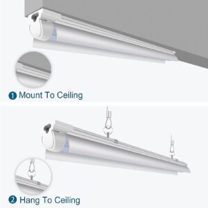 Barrina LED Shop Light 4FT, 40W 5000LM 6500K, Clear Cover Hanging led Light Fixture, Linkable LED Tube Lights, V Shape LED Ceiling Lights for Garage, Warehouse, Workshop, 6 Pack