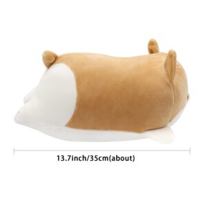 Fortuning's JDS 13.7”/35cm Corgi Plush Cute Pillow Dog Plush Kawaii Plush Cute Stuffed Animal Plush Pillows Corgi Stuffed Animal Plush Dog,Stuffed Animals for Girls Birthday,Brown