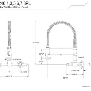 Kingston Brass GS1245PL Heritage Pull-Down Sprayer Kitchen Faucet, Oil Rubbed Bronze, 13.88 x 13.13 x 16