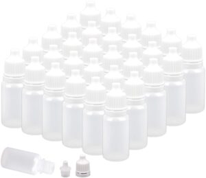 nicunom 150 pack plastic dropper bottle, 10ml clear empty squeezable drop bottles essential oil bottle containers eye liquid dropper with cap