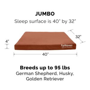 Furhaven Water-Resistant Orthopedic Dog Bed for Large Dogs w/ Removable Washable Cover, For Dogs Up to 95 lbs - Indoor/Outdoor Logo Print Oxford Polycanvas Mattress - Chestnut, Jumbo/XL