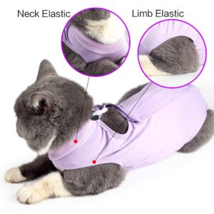 LIANZIMAU Cat Surgery Recovery Suit for Surgical Abdominal Wounds Home Indoor Pet Clothing E-Collar Alternative for Cats After Surgery Pajama Suit