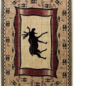 Rustic Lodge Log Cabin Decor Elk Deer Moose Area Rug (5 Feet 3 Inch X 7 Feet 5 Inch)