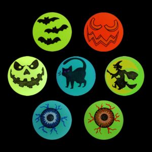 LovesTown 24 Halloween Theme Designs Bouncing Balls - Glow in The Dark Bouncy Party Favors Supplies for Kids, Trick or Treating Goodie