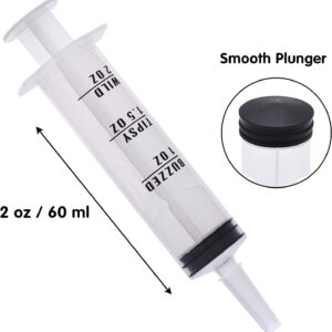 JOYIN 36 PCs 60ml Charge Plastic Syringes, 2 oz Reusable Container Tubes with Caps & Individually Wrapped; Easy-Grip Caps for Halloween Party Favor