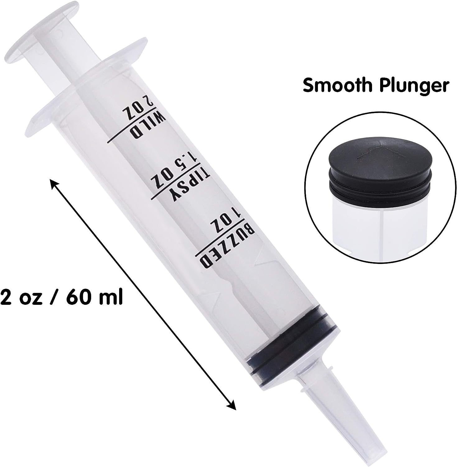 JOYIN 36 PCs 60ml Charge Plastic Syringes, 2 oz Reusable Container Tubes with Caps & Individually Wrapped; Easy-Grip Caps for Halloween Party Favor