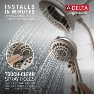 Delta Faucet 5-Spray In2ition 2-in-1 Dual Shower Head with HandHeld Spray, Brushed Nickel Hand Held Shower Head with Hose, Handheld Shower Heads, 2.5 GPM Shower Head, Stainless 58569-SS25-PK