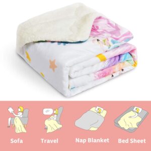 WERNNSAI Magic Unicorn Blanket - 50” × 60” Sherpa Fleece Throw Blankets for Girls Kids Baby Shower Birthday Gifts Couch Sofa Bedroom Nursery Bed Decorative Throws Blankets