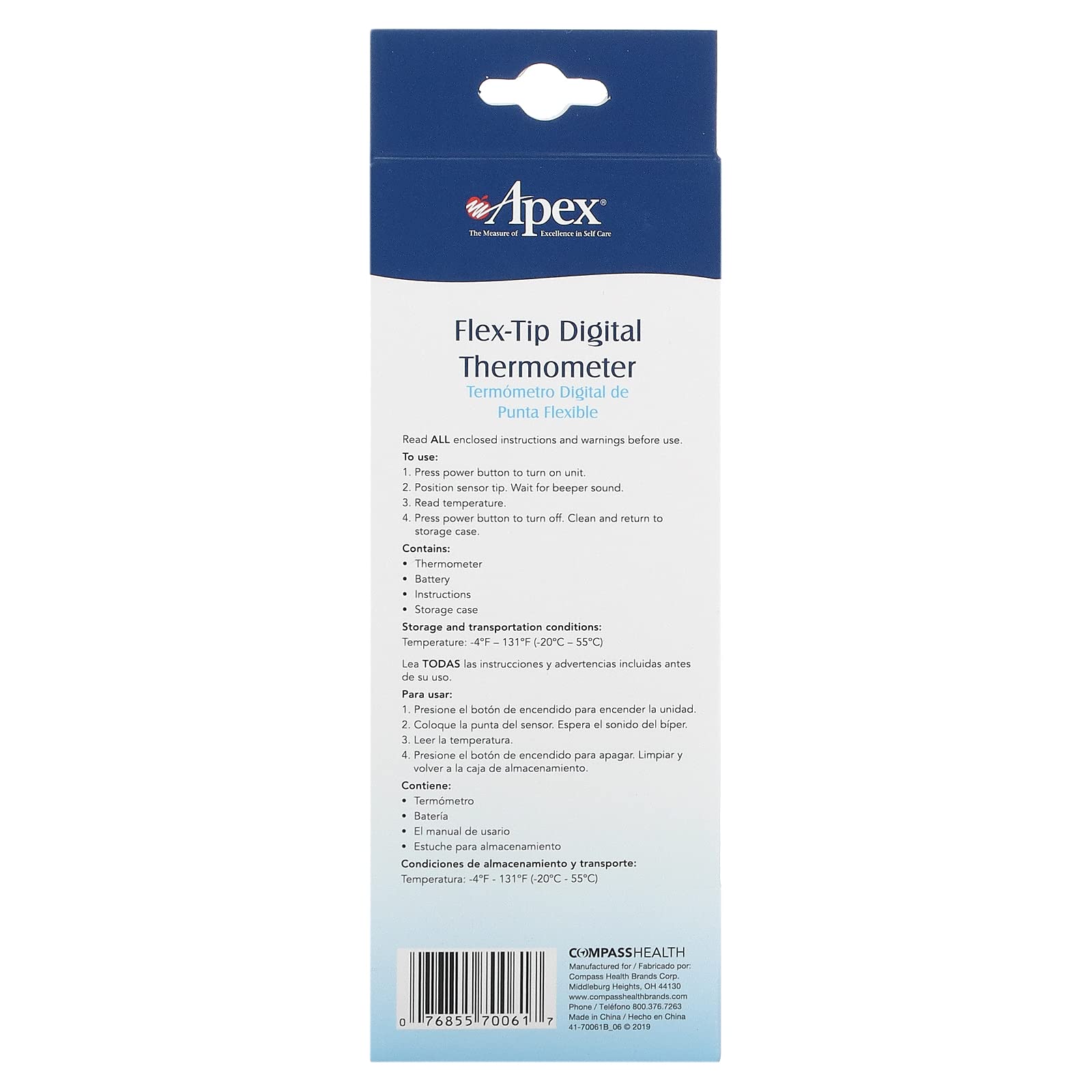 Apex Oral, Underarm or Rectal Flex Digital Thermometer