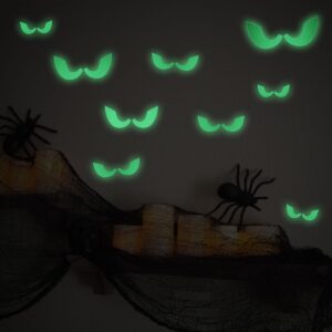 Halloween Wall Decal: Fluorescent Luminous Stickers Glow in Dark Evil Peeping Eyes Waterproof Removable Stickers for Halloween Wall, Window, Ceiling Decoration Party Supplies - 23 Pcs with 5 Sizes