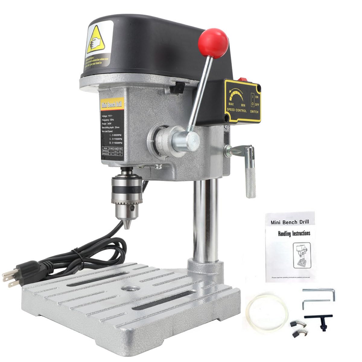 EWANYO 3-Speed Benchtop Drill Press, Electric Bench Wood Drilling Machine for DIY Creation, Small and Precise Work Like Jewelry Making Woodworking Metal Drilling Machine 110V