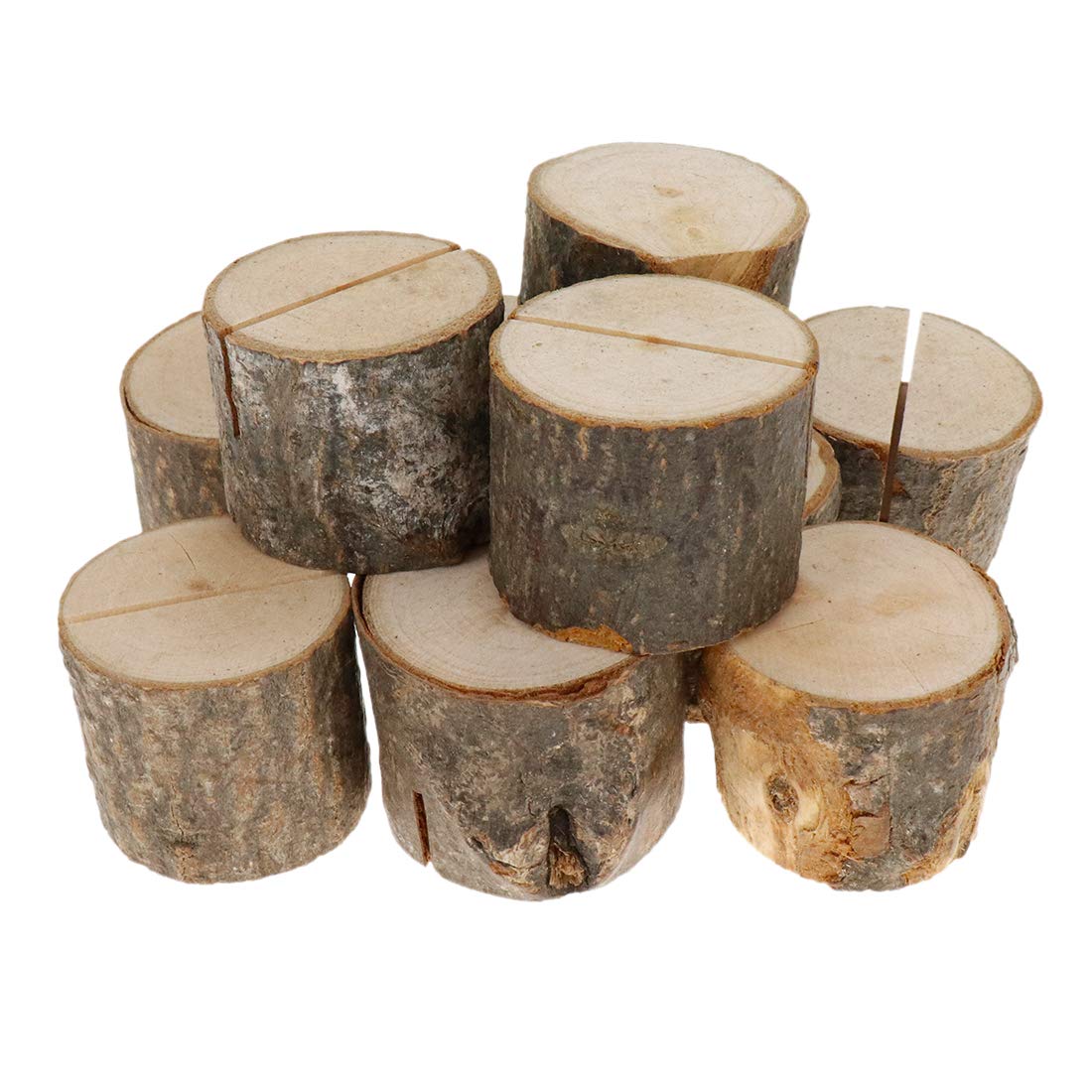 Sscon 10Pcs Wood Photo Clip Wood Place Card Holders Bark Stump Crafts Home Wood Stakes Hotel Decoration Ornaments