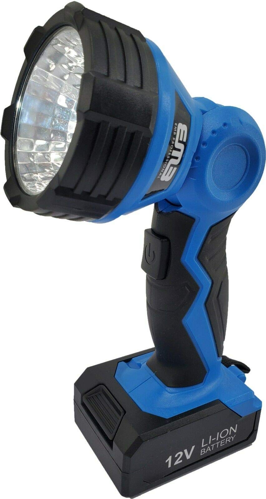 EMB 12V Lithium-Ion LED Rechargeable Cordless Worklight Flashlight Torch 4.3 Hours Long Lasting Extra Bright High Power 4500 Lux Handle with Charger Included