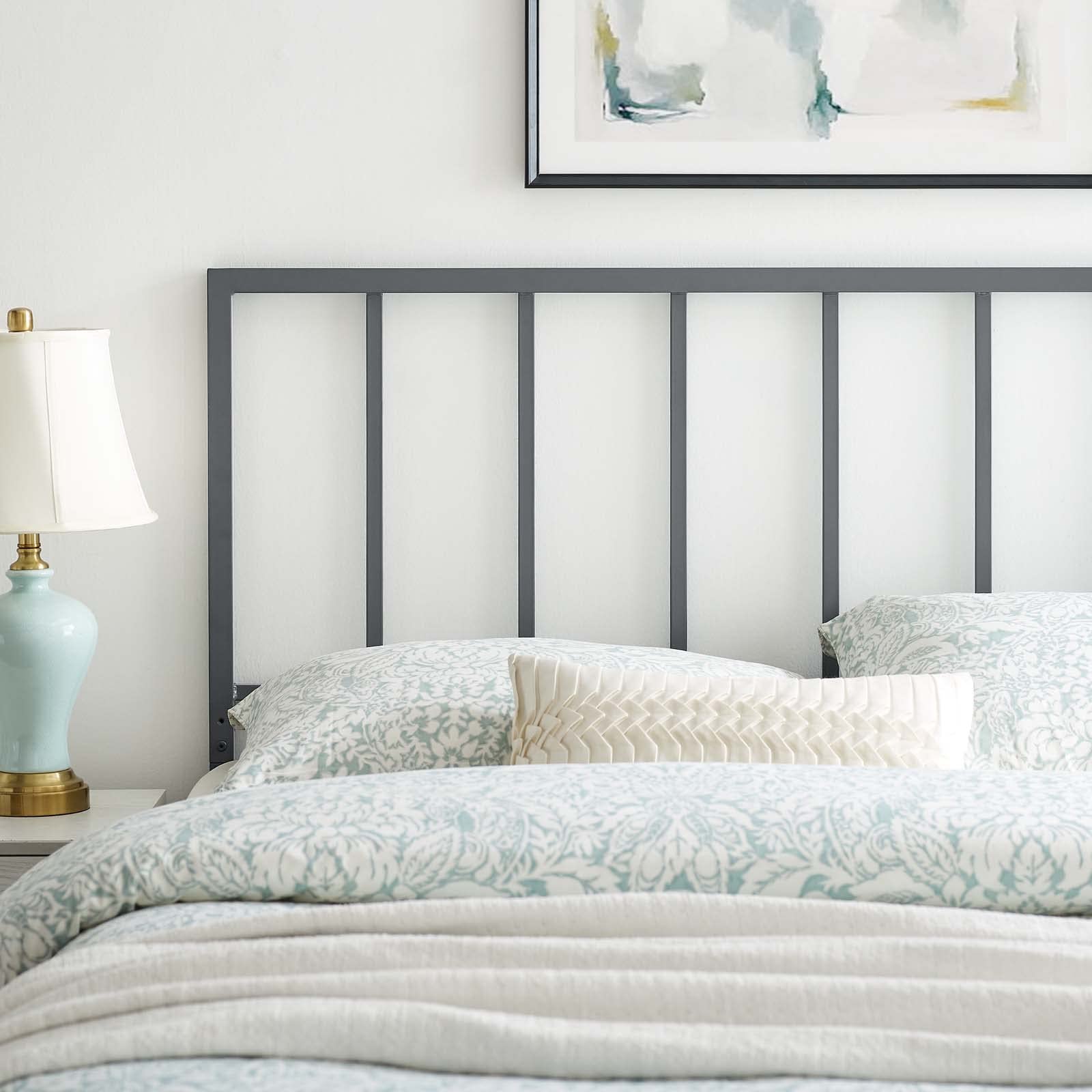 Modway Tatum Modern Farmhouse Metal Queen Headboard in Black