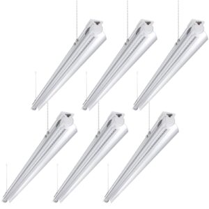 barrina led shop light 4ft, 40w 5000lm 6500k, clear cover hanging led light fixture, linkable led tube lights, v shape led ceiling lights for garage, warehouse, workshop, 6 pack