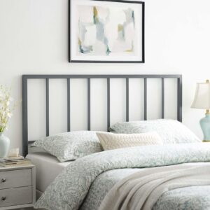 modway tatum modern farmhouse metal queen headboard in black