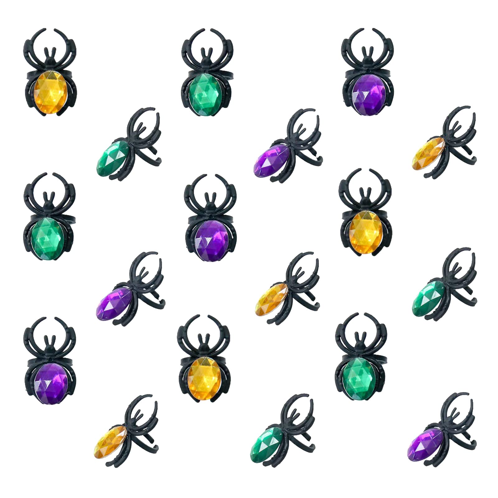 KEPATO 18 Pack Halloween Spider Ring Spider Party Favors Fake Plastic Spider Ring for Halloween Decoration