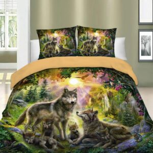 3pcs 3D Bedding Set Animal Full Queen Duvet Cover Set Bed Sheet Wolf Printed Twin King Quilt Cover Bed Linens with Pillowcases (US Twin)