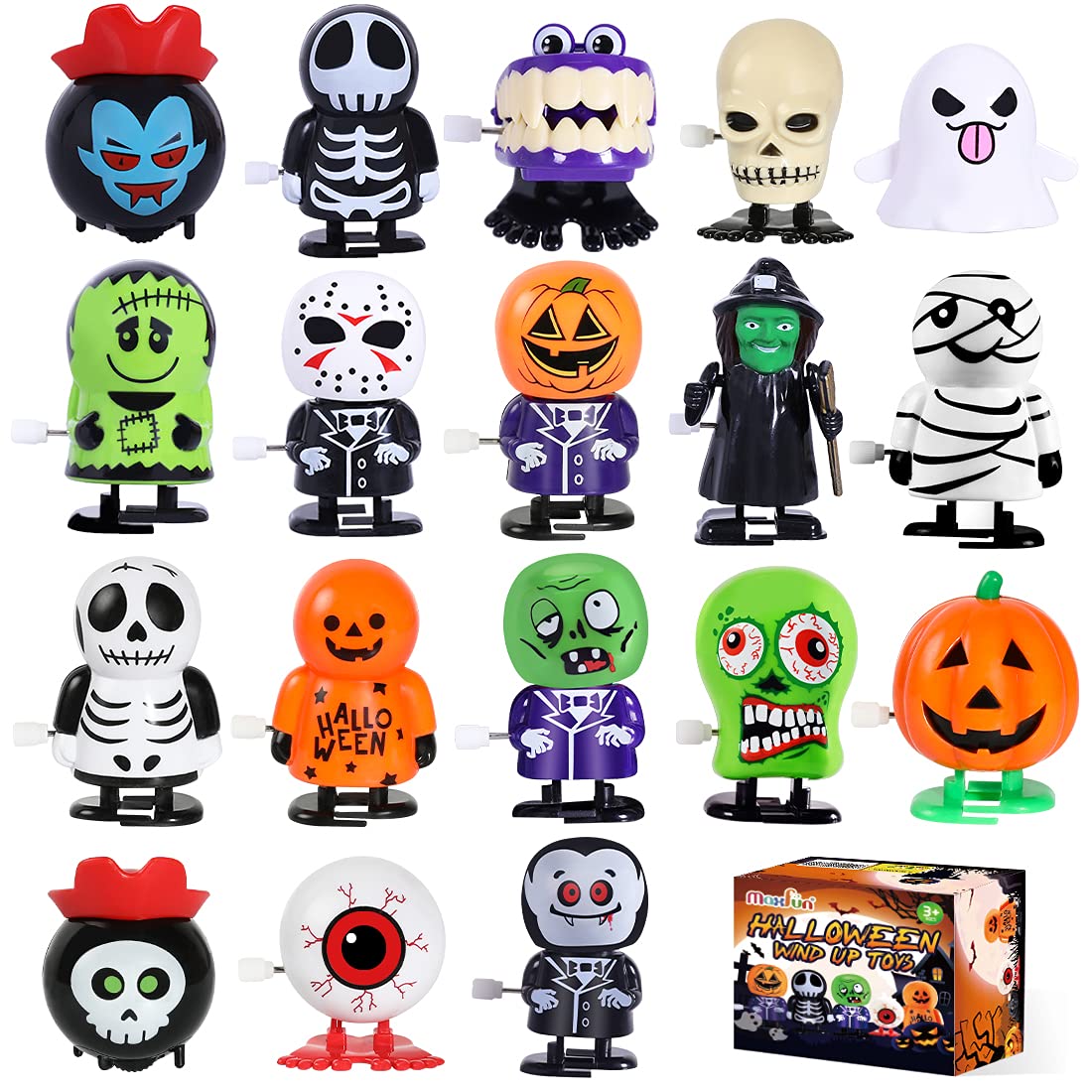 Max Fun 18pcs Halloween Wind Up Toys Assortments for Kids Halloween Party Favors Treat Bag Stuffers Goody Bag Filler Halloween Treats Prizes (Halloween)