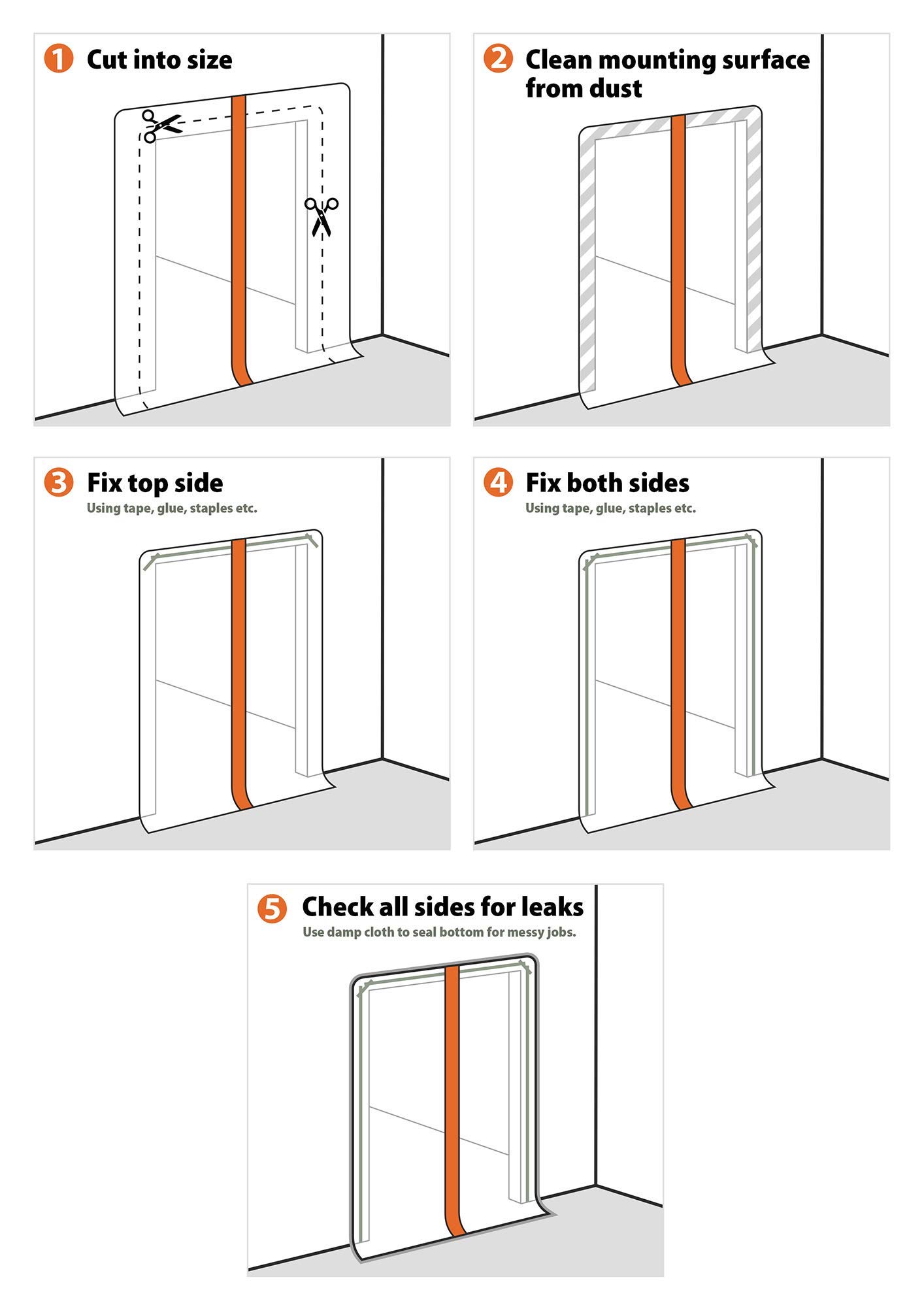 Breathable Professional Zipper Door, Dust Protection Wall, Zip Barrier Dust Containment, Heavy-Duty Construction Access Door, Plastic Sheeting Temporary Door, Zip Barrier Room Seal, Reusable Doorway