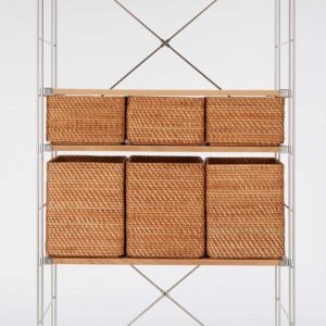 無印良品 MUJI 47381306 Overlapping Rattan Rectangular Basket, Medium (V) Approx. Width 14.2 x Depth 10.2 x Height 6.3 inches (36 x 26 x 16 cm)