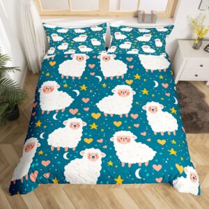 castle fairy white sheep pattern bedding sets queen colorful spots love deying comforter cover for kids microfiber 3 pieces duvet sets(1 duvet cover 2 pillow cases),no comforter