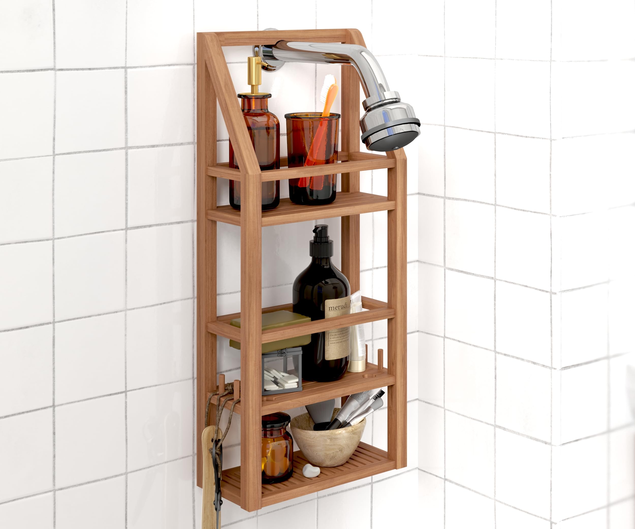 AquaTeak Moa Rectangular Teak Shower Organizer