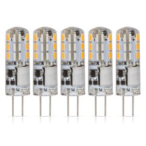 simba lighting led g4 bulb (5 pack) 1.1w t3 10w halogen replacement 12v ac/dc jc bi-pin base for accent lights, under cabinet puck light, chandeliers, track lighting, non-dimmable, soft white 3000k