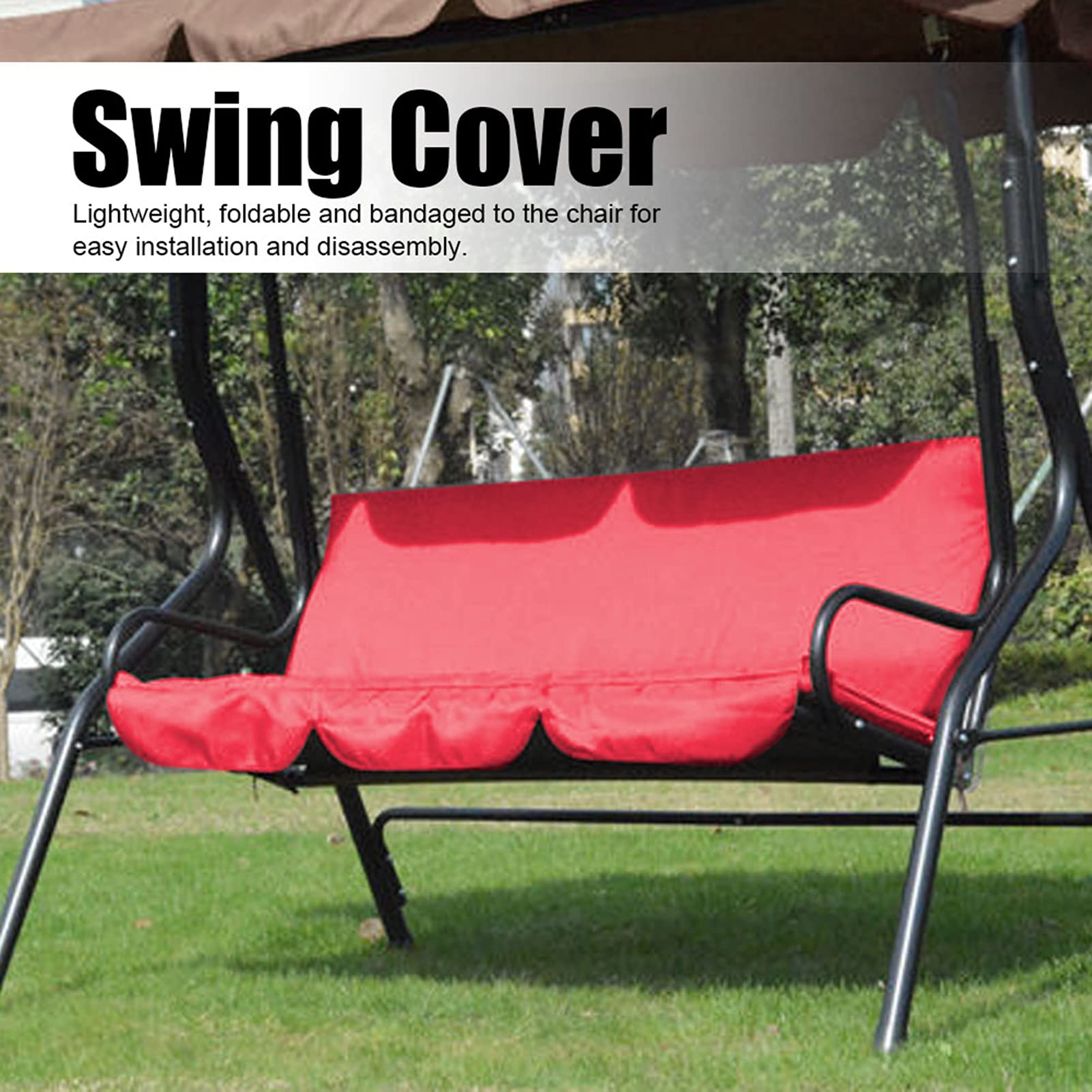 Duokon Patio Outdoor Swing Covers, 3 Triple Seater Hammock Cover Waterproof Windproof Protector for Patio Furniture(Red)