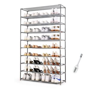 hodyann 10-tier shoe rack, non-woven fabric storage organizer, 50 pairs space-saving shoe tower