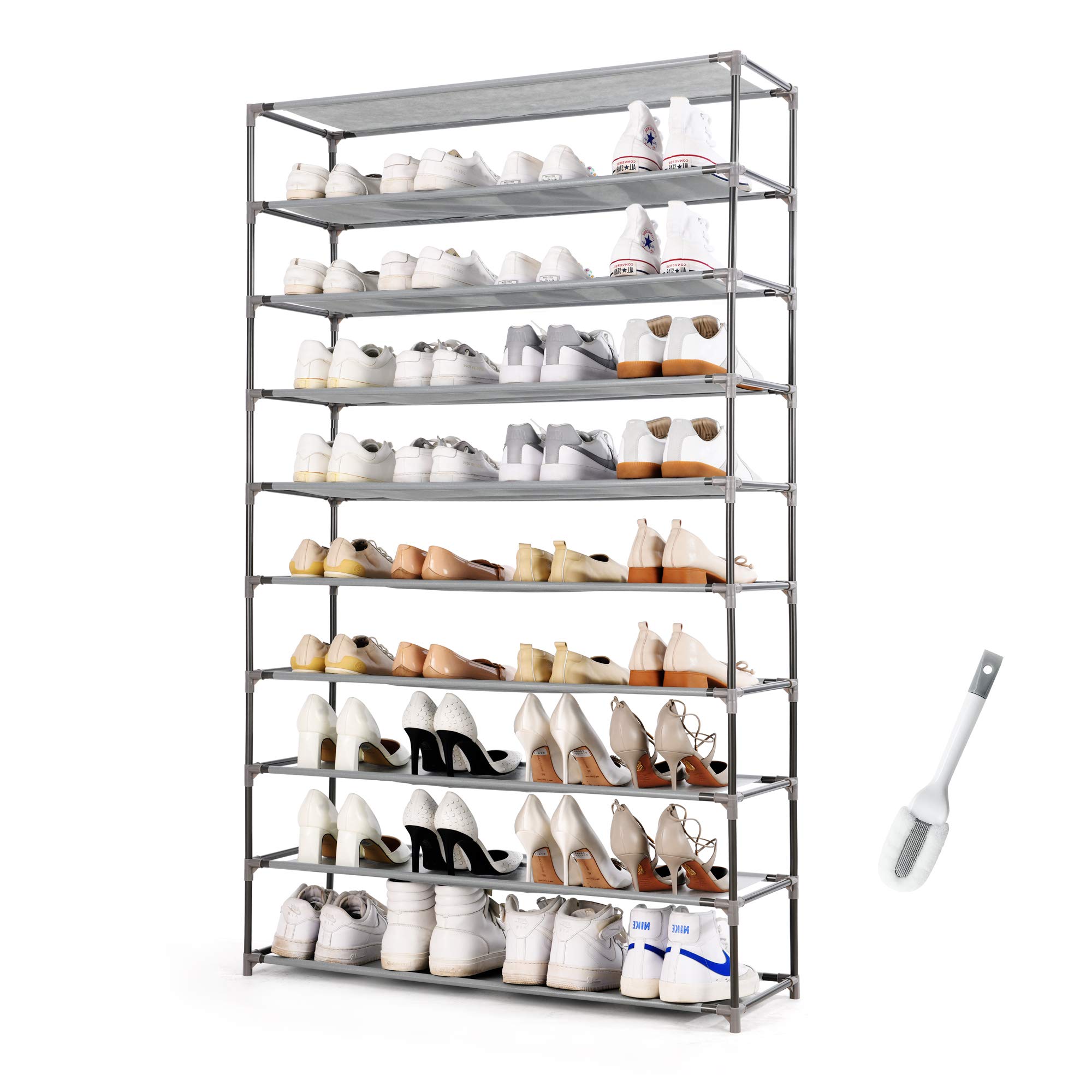 HODYANN 10-Tier Shoe Rack, Non-Woven Fabric Storage Organizer, 50 Pairs Space-Saving Shoe Tower