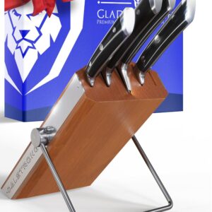 Dalstrong Knife Block Set - 5 Piece - Gladiator Series - with Modular, Multi-Level Block - German High Carbon Steel - Premium ABS Black Handles - NSF Certified