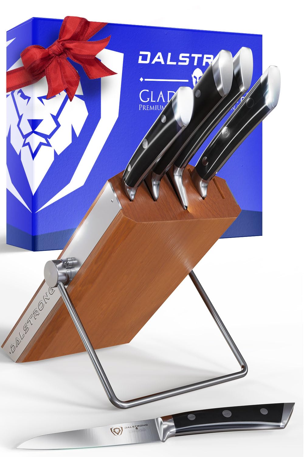 Dalstrong Knife Block Set - 5 Piece - Gladiator Series - with Modular, Multi-Level Block - German High Carbon Steel - Premium ABS Black Handles - NSF Certified