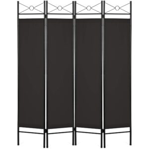 best choice products 6ft 4-panel folding privacy screen room divider multipurpose decoration accent for bedroom, bathroom, office, salon, shade w/steel frame, lightweight design - white