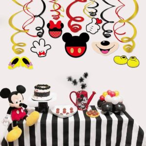 Kristin Paradise 30Ct Mickey Hanging Swirl Decorations, Mouse Party Supplies, Mickie Birthday Theme Decor for Kids Boy Girl Baby Shower, Clubhouse 1st Bday Favors Idea