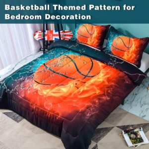 Andency Basketball Comforter Twin(66x90 Inch), 2 Pieces(1 Basketball Comforter, 1 Pillowcase) Sport Microfiber Basketball Comforter Set Bedding Set for Kids Boys Teens