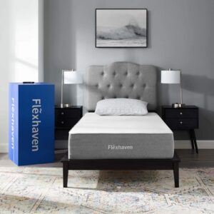 modway flexhaven 10" gel cooling ventilated certipur-us certified memory foam twin mattress grey