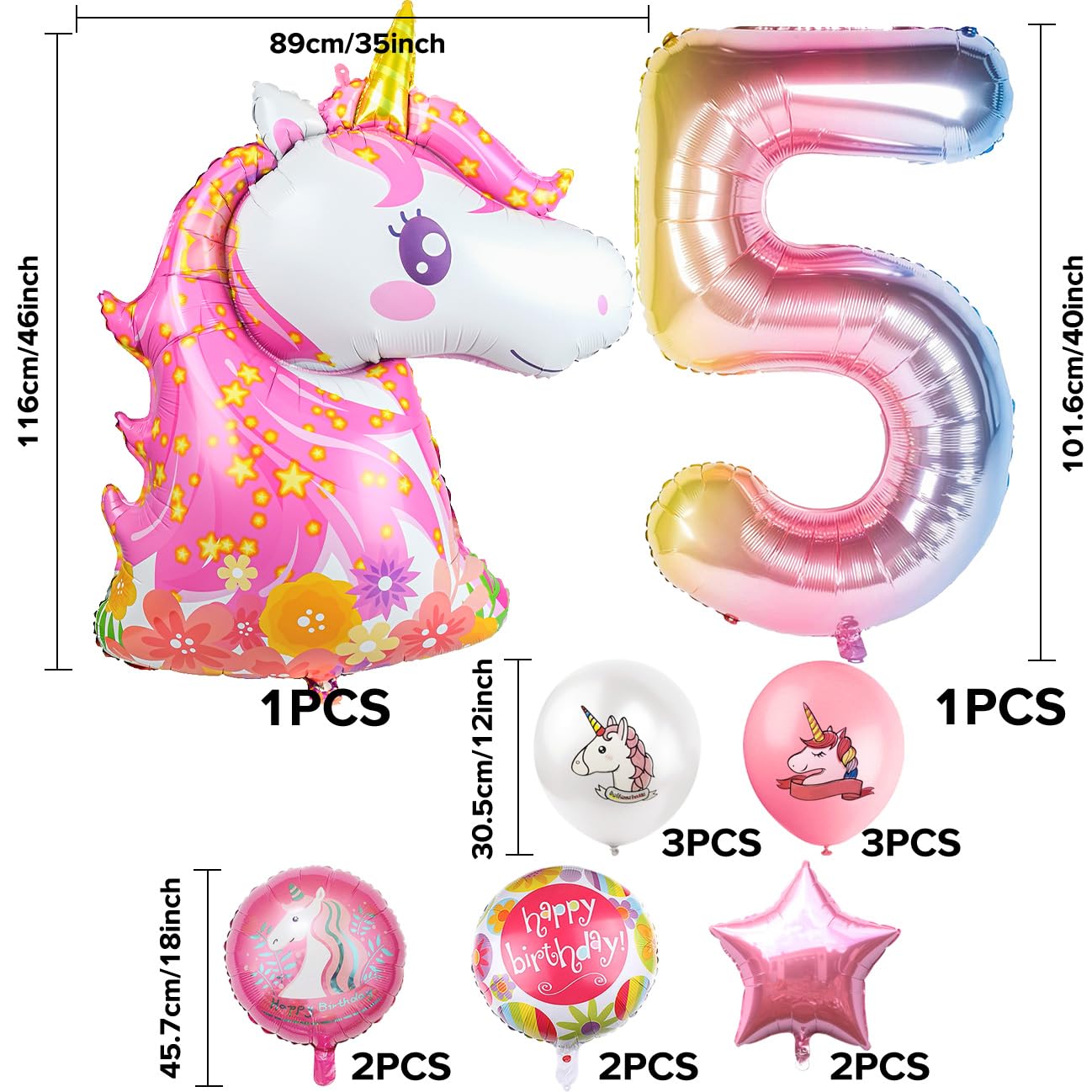 MOVINPE Unicorn Balloons Birthday Party Decorations for Girls 6th Party, 43" Pink Large Unicorn Gradient Jumbo Number 6" Foil Balloon Bouquet, Girly Unicorn Theme Party Supplies Backdrop Decor