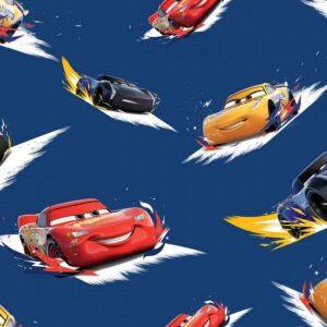 disney fabric cars fabric pixar cars toss in navy blue 100% cotton fabric by the yard