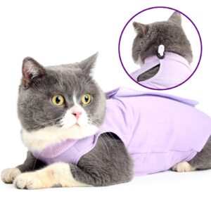 lianzimau cat surgery recovery suit for surgical abdominal wounds home indoor pet clothing e-collar alternative for cats after surgery pajama suit