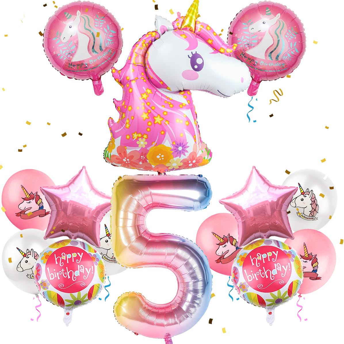 MOVINPE Unicorn Balloons Birthday Party Decorations for Girls 6th Party, 43" Pink Large Unicorn Gradient Jumbo Number 6" Foil Balloon Bouquet, Girly Unicorn Theme Party Supplies Backdrop Decor