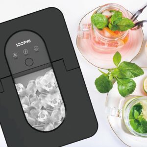 SOOPYK Ice Makers Countertop, Portable Ice Makes 27 lbs in 24 hrs - 9 Ice Cubes Ready in 5-7 Mins, Ice Maker Machine with Self- Cleaning Function with Ice Scoop and Basket