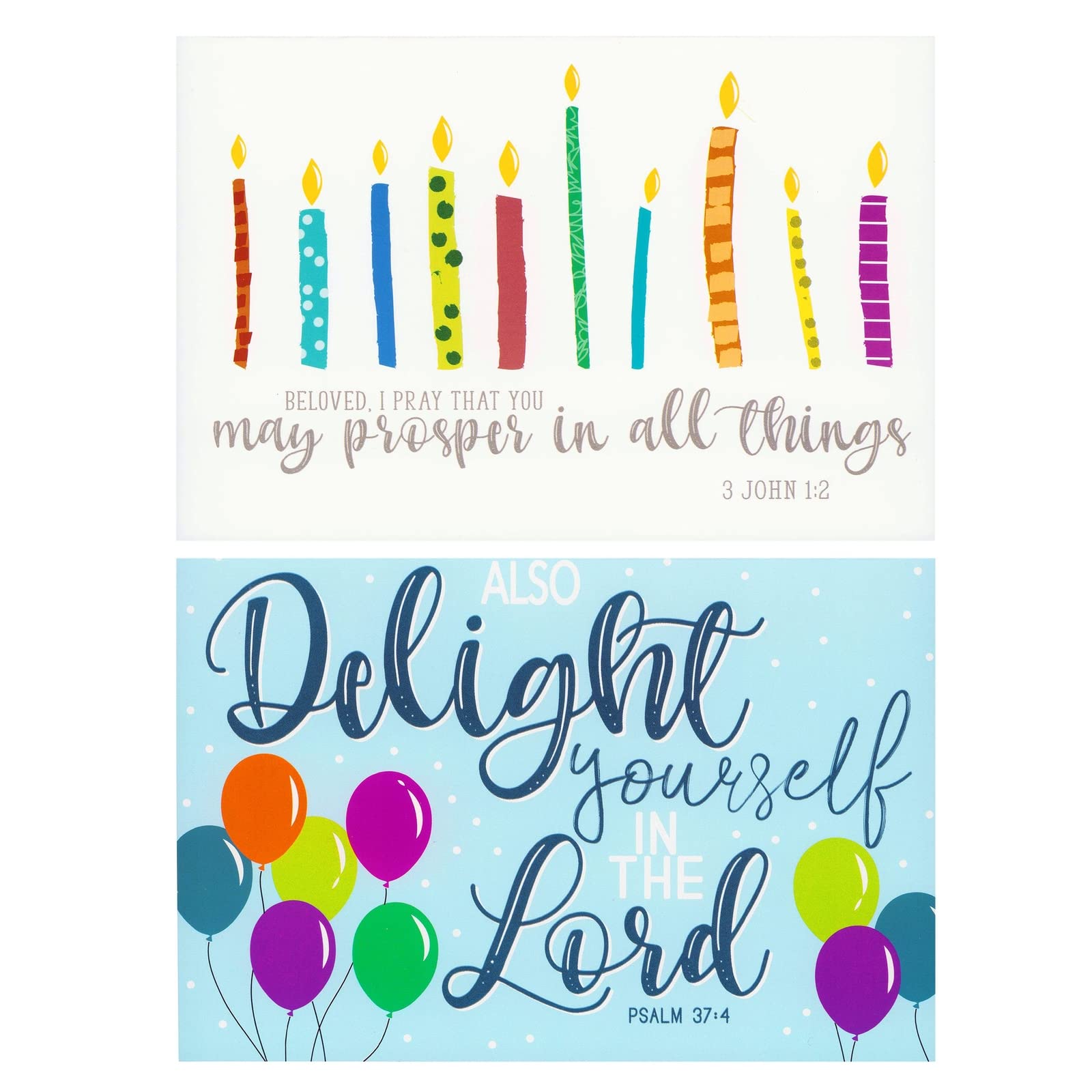 Faithful Finds 48 Pack Religious Christian Birthday Cards Bulk Set with Envelopes, Bible Verse Design (4 x 6 In)