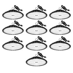 bapro 10 pack 100w ufo led high bay light factory warehouse industrial lamp, 6500k daylight white led commercial high bay light workshop light garage light, fast dispatch from usa (100w, 10 pack)