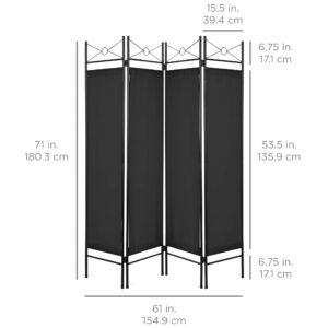 Best Choice Products 6ft 4-Panel Folding Privacy Screen Room Divider Multipurpose Decoration Accent for Bedroom, Bathroom, Office, Salon, Shade w/Steel Frame, Lightweight Design - White